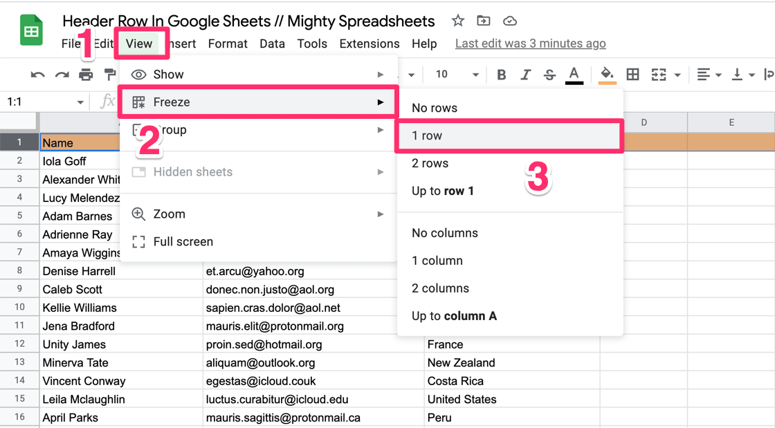 How To Make A Header Row In Google Sheets - Design Talk